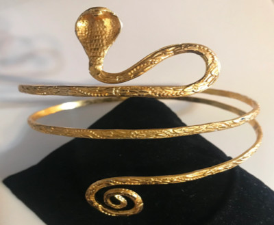 Vintage Snake Armlet Cuff Coil Serpent Gold Tone Metal Coiled A | eBay