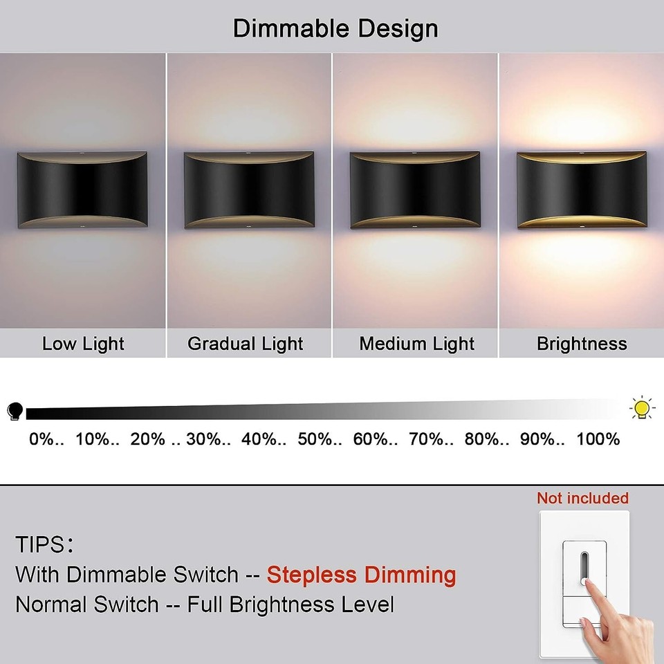 Modern LED Wall Sconce Indoor Up Down Wall Lamp Dimmable Wall Lights ...