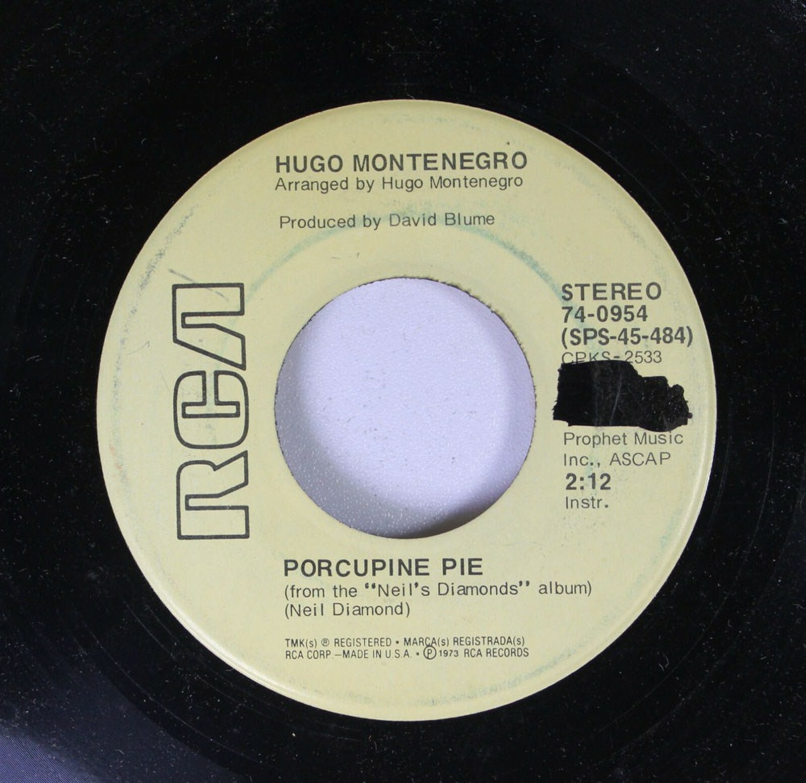 Pop Promo 45 Hugo Montenegro Porcupine Pie / Porcupine Pie on RCA | eBay