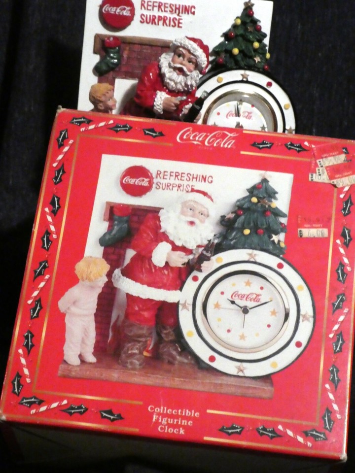 COCA-COLA SANTA CLAUS COLLECTABLE FIGURINE CLOCK | eBay