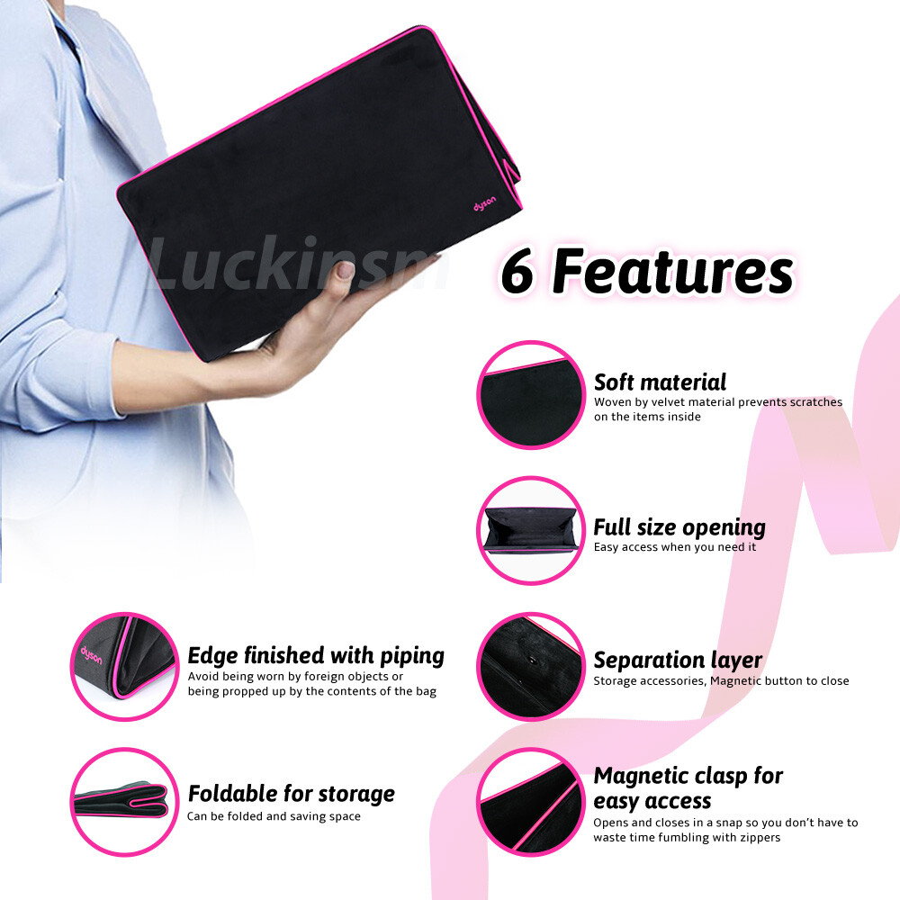 Dyson Storage/Travel Bag (Black/Fuchsia) for Dyson Supersonic/Dyson ...