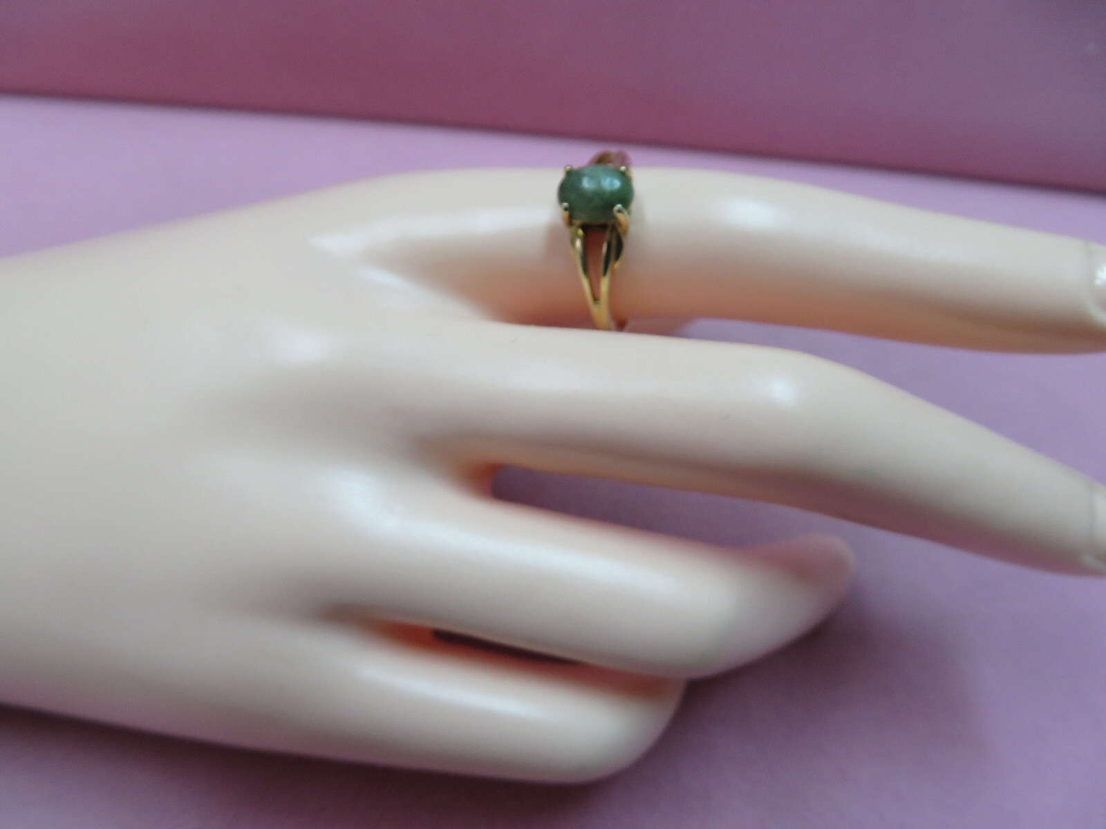 10k Solid Yellow Gold Nephrite Jade Cabochon Ring Si… - Gem