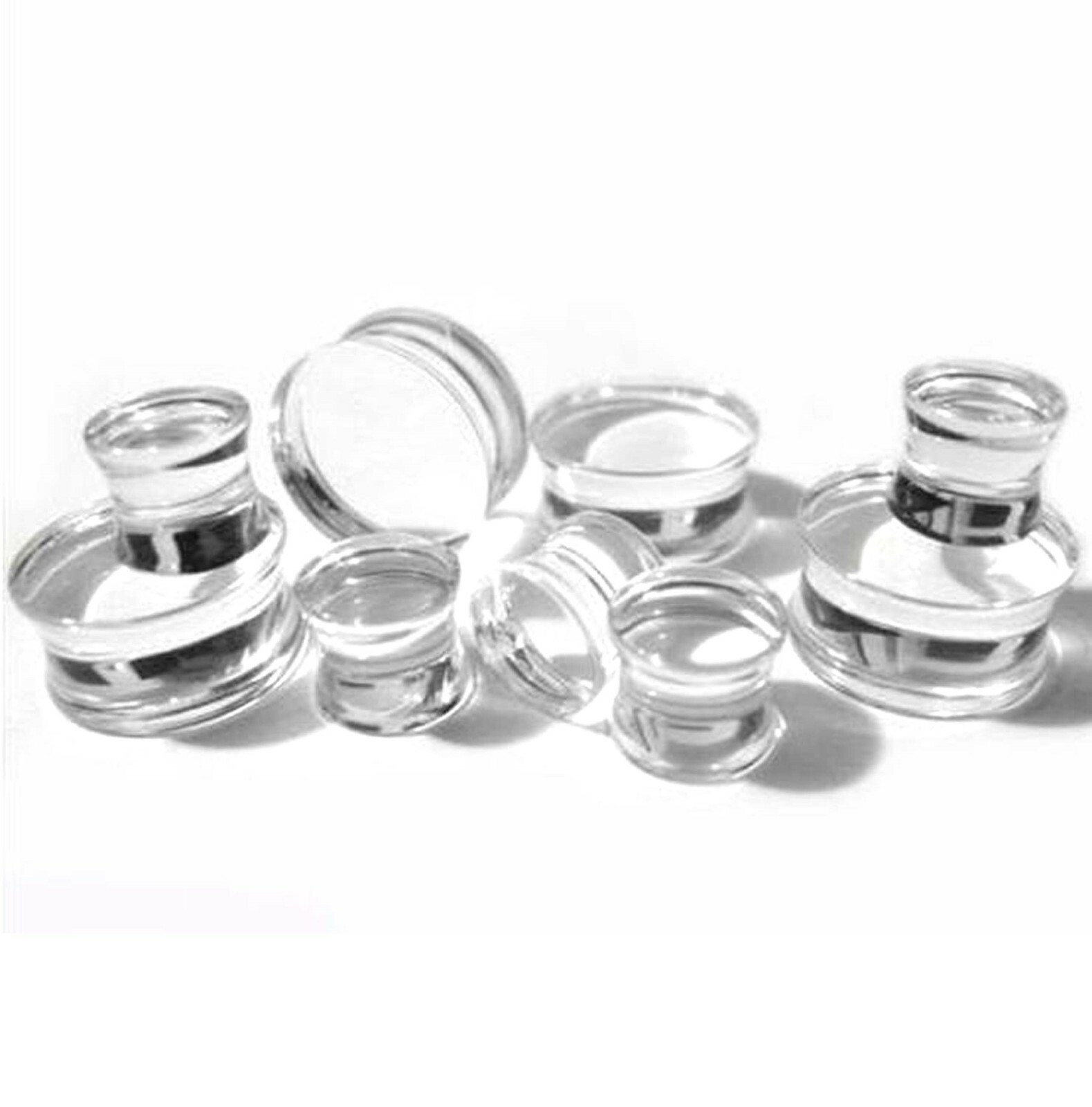 0486 Double Flare Saddle Solid Clear Acrylic Ear Plugs 1-1/8" Inch ...