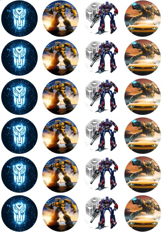 24pcs Transformers Optimus Prime Bumblebee Edible Cupcake Topper Uncut ...