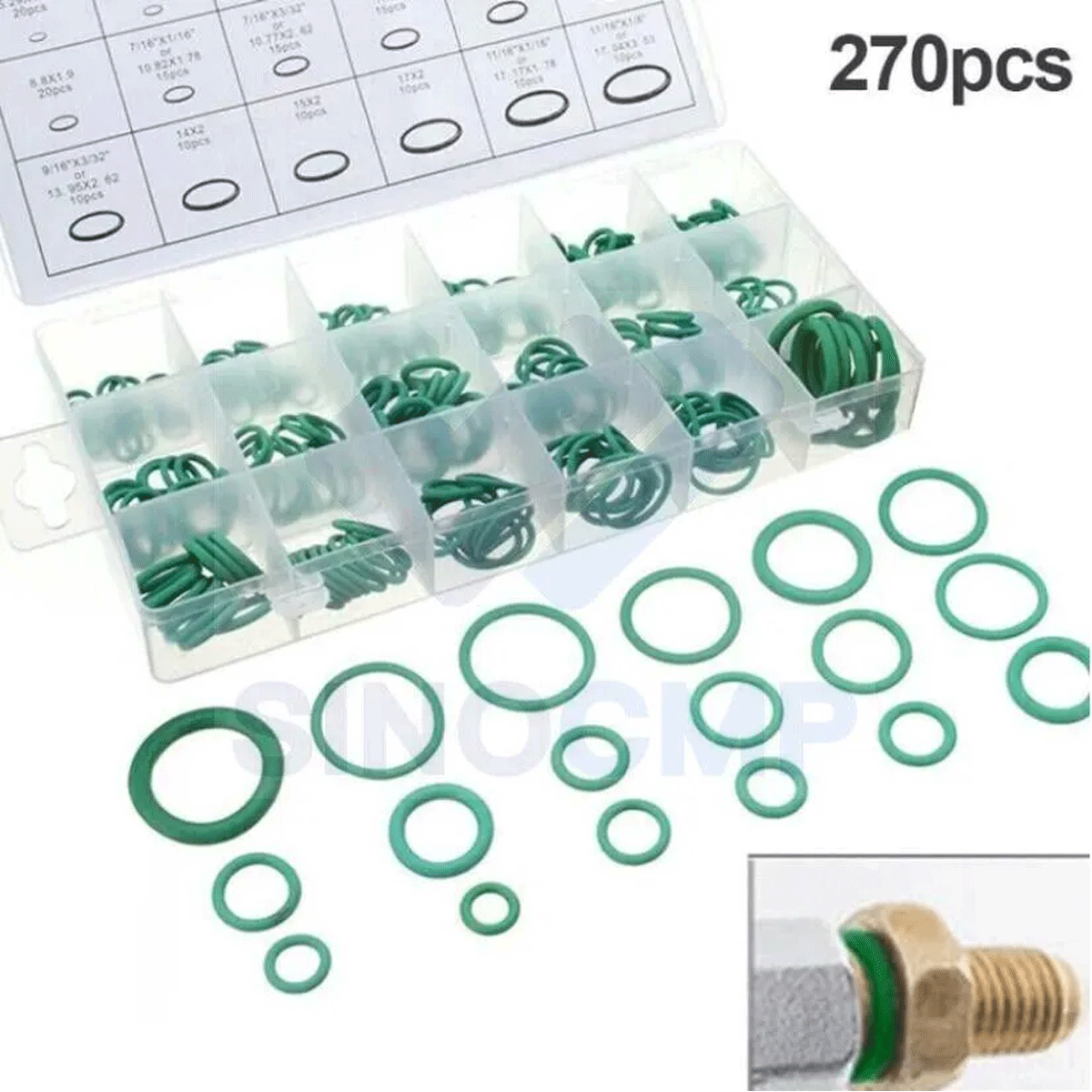 270PC High Pressure O-Ring Set HNBR A/C Assortment Oil Proof Plumbing ...