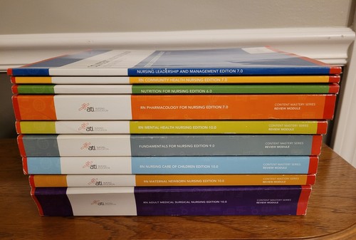 ATI Content Mastery Series Review Module set of 9 books, Study Test RN ...