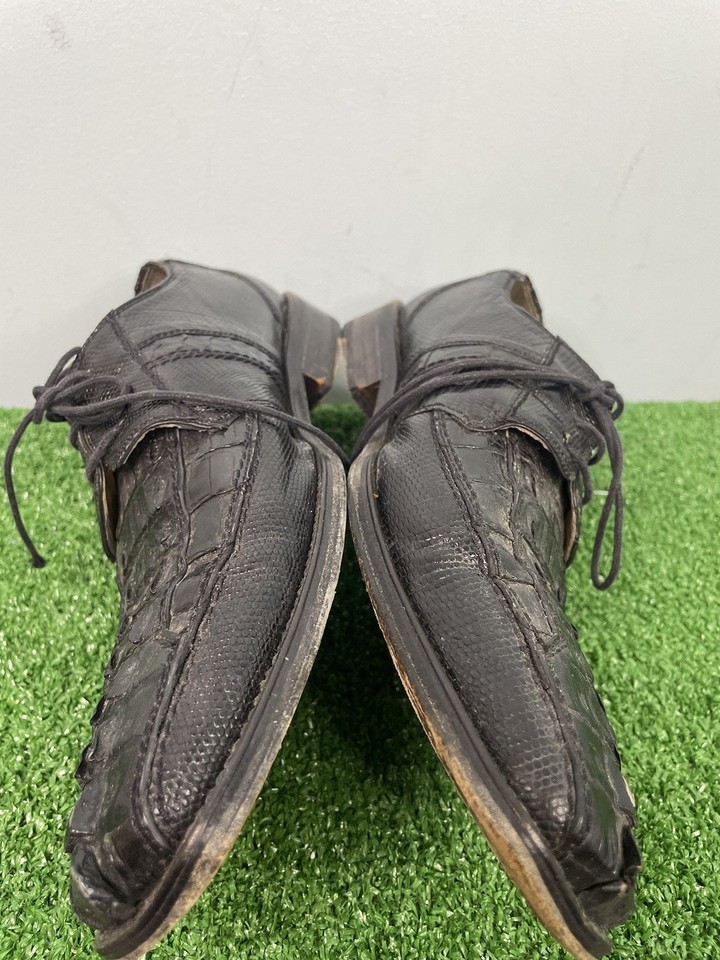 David Eden Men Black Genuine HORNBACK Alligator Crocodile LIZARD Skin DRESS Shoe | eBay
