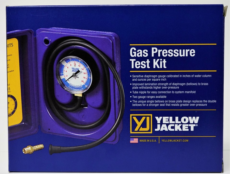 Yellow Jacket 78055 Gas Pressure Gauge Kit 0 to 10" Water Column ...