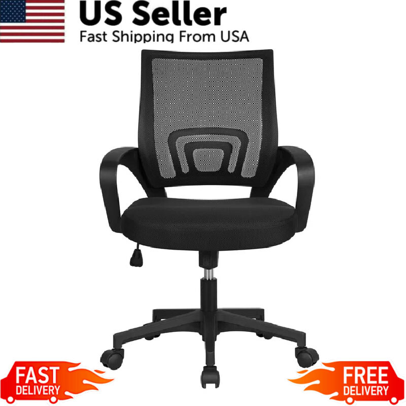 Adjustable Mid Back Mesh Swivel Office Chair W/ Armrests Comfort Work ...