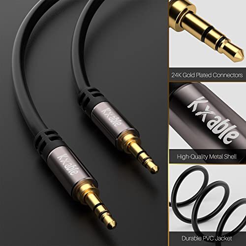 3.5mm Auxiliary Audio Stereo Cable 4 Feet 2 Pack Male To Male Aux Cord ...