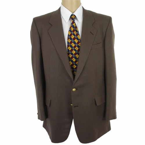 44 L Hickey Freeman Brown Wool Tweed 2 Btn Mens Jacket Sport Coat ...