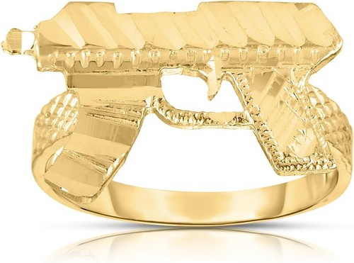 Floreo 10k Yellow Gold Uzi Gold Gun Ring | eBay