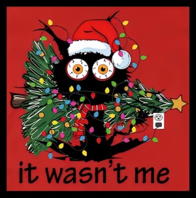 It Wasn't Me Christmas Tree Attack Silly Black Cat Refrigerator Fridge ...