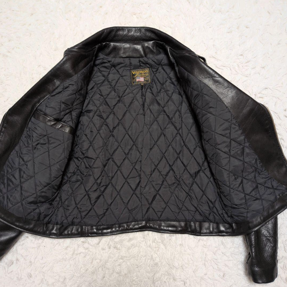 Vintage VANSON C2 Double Riders Leather Jacket Black Men's Size 40 ...