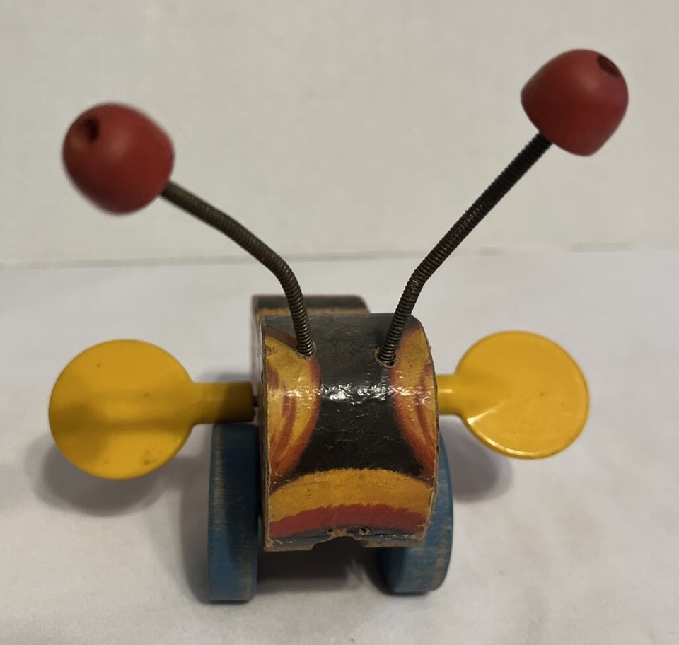 Fisher Price BUZZY 325 Vintage Yellow & Black Bee Wooden Toy WORKS | eBay
