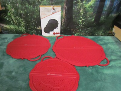 New Prepology Set of 3 Silicone Splatter Guards with Side Handles Red ...
