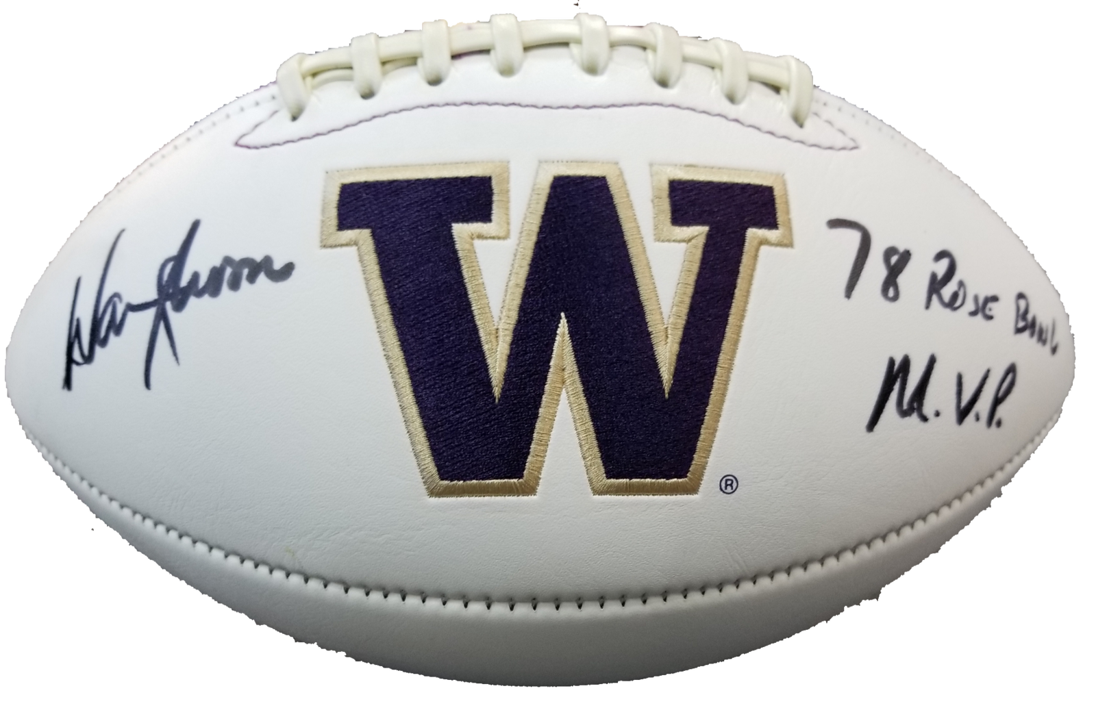 Warren Moon - Washington Huskies - Signed Football - Beckett ...