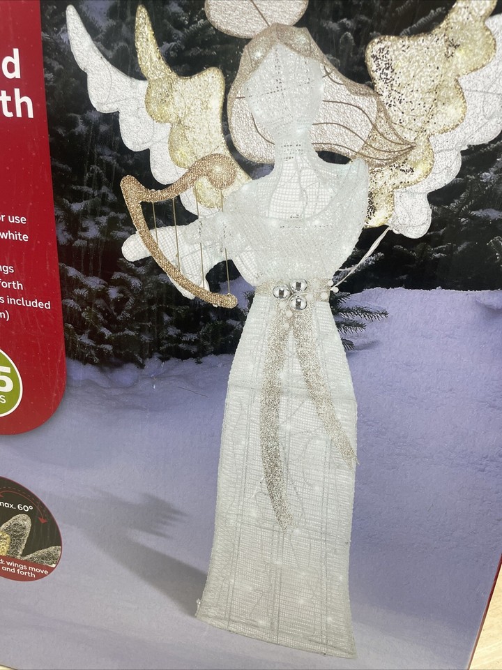Winter Wonder Lane 5’ LED Animated Angel With Harp Christmas Decor ...