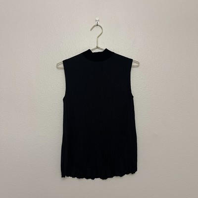 Vince Women's Variegated Rib Shell Top in Black Size XXSMALL | eBay