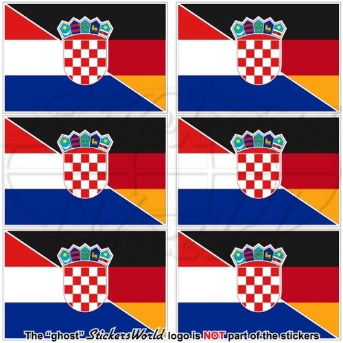 KROATIEN-DEUTSCHLAND Kroatisch-Deutsch Flagge, 40mm Vinyl Aufkleber x6 ...