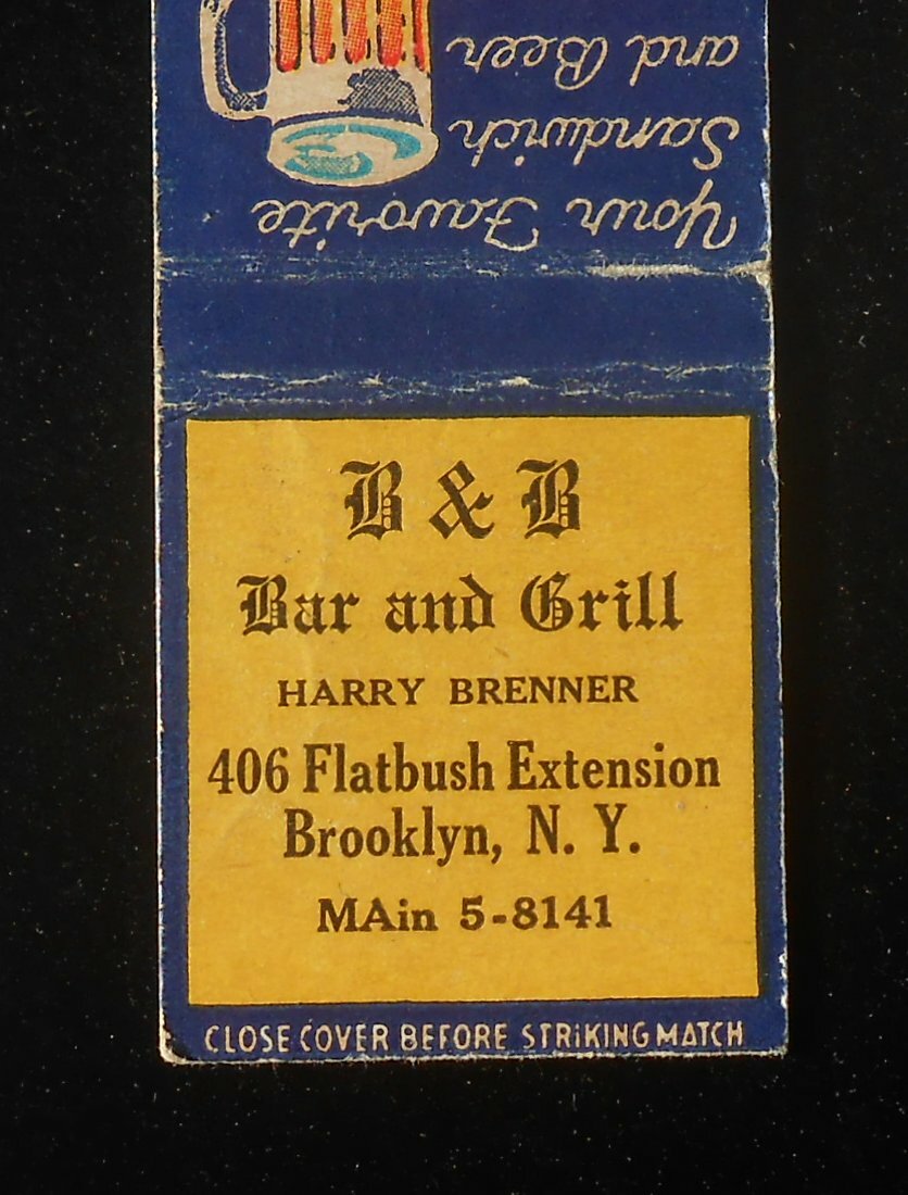 1930s B & B Bar and Grill Sandwich Beer Harry Brenner 406 Flatbush ...