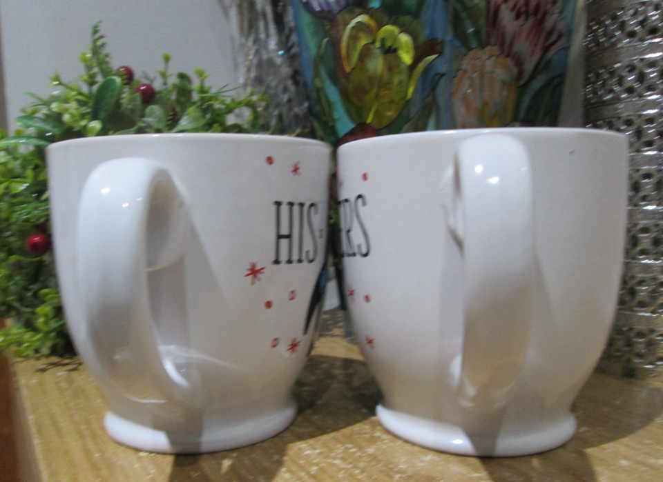 His & Hers Christmas Coffee Hot Chocolate Tea Mugs Cups Stoneware ...
