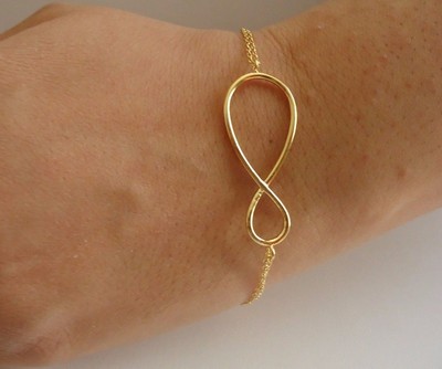 14K YELLOW GOLD OVER 925 STERLING SILVER INFINITY SIGN BRACELET / 9 ...