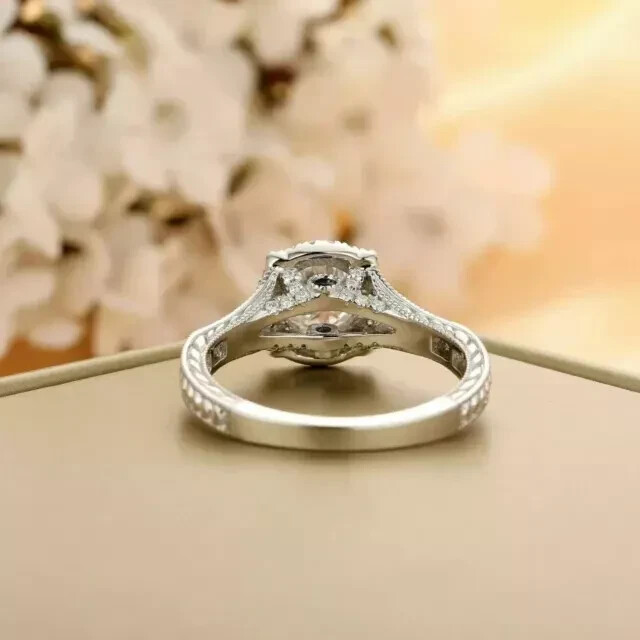 3Ct Round Cut Lab Created Diamond Wedding Engagement Ring 14K White ...