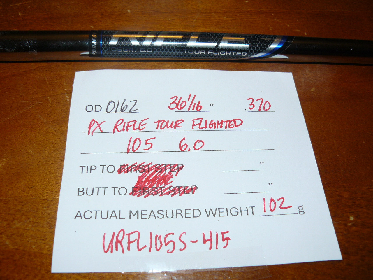 PROJECT X RIFLE 105 TOUR FLIGHTED Iron Shaft 6.0 S 36 1/16" PULLED .370 ...