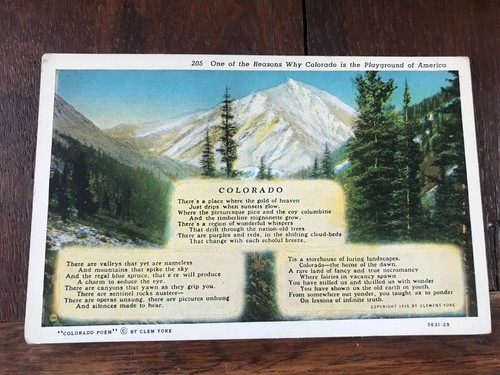 Colorado Poem Theme Postcard Clem Yore | eBay
