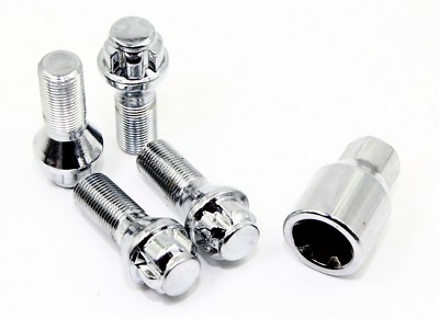 4 14x1.5 28mm Chrome Wheel Locks Audi A3 A4 A5 A6 A7 TT S3 S4 S5 S6 S7 ...