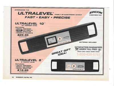 1993 Zircon Ultralevel Electronic Level Vintage Print Advertisement | eBay