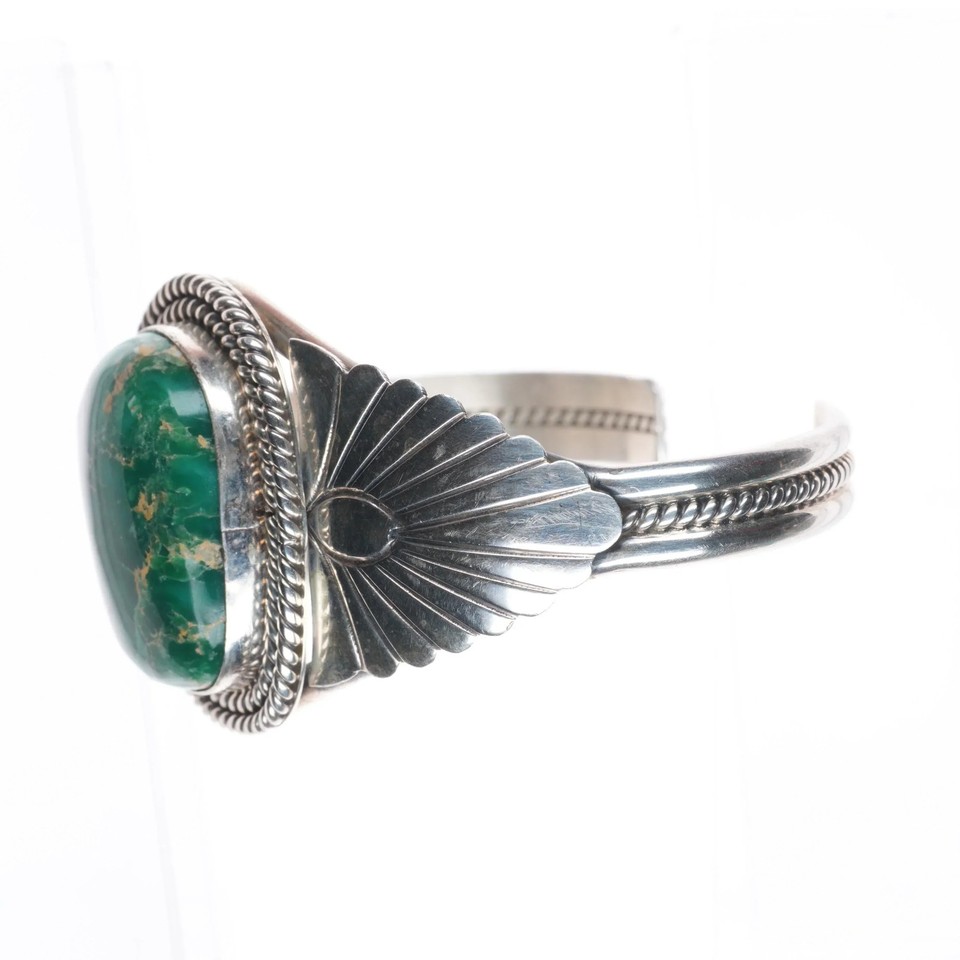 6.5" M Spencer Navajo sterling silver green turquoise cuff bracelet | eBay