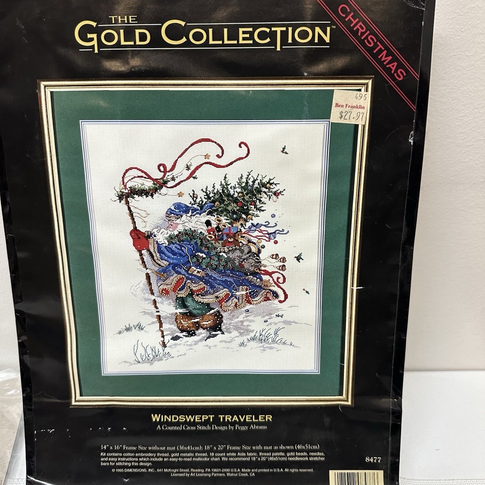 Dimensions Gold Cross Stitch Kit Windswept Traveler Santa #8477 *95 ...