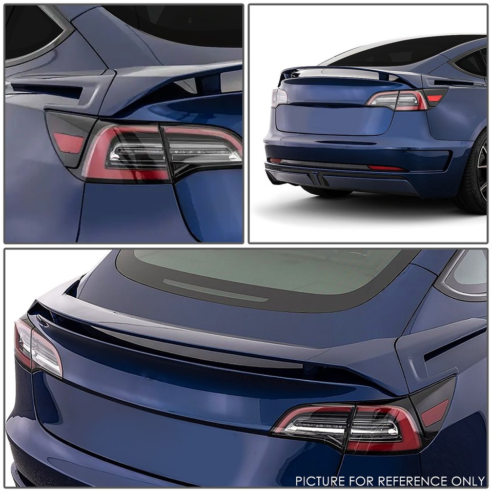 Fit 17-22 Tesla Model 3 Matte Black Tailgate Splitters 3Pcs Rear ...