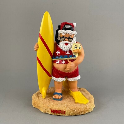 Vintage Hawaii Santa Figurine Surfboard Rubber Duck Beach Chiefly Resin ...