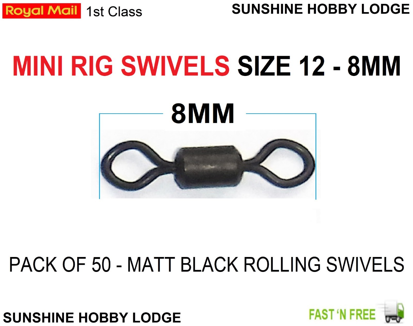Mini Swivels x 50 Size 12 Carp Fishing Tackle Matt Black Small Rig ...