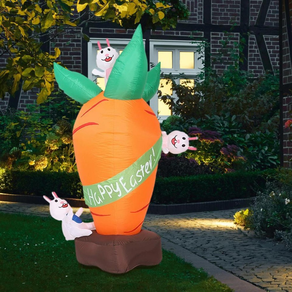 Easter Carrot w/ Rabbits Airblown Inflatable Decor Outdoor LED BlowUp ...
