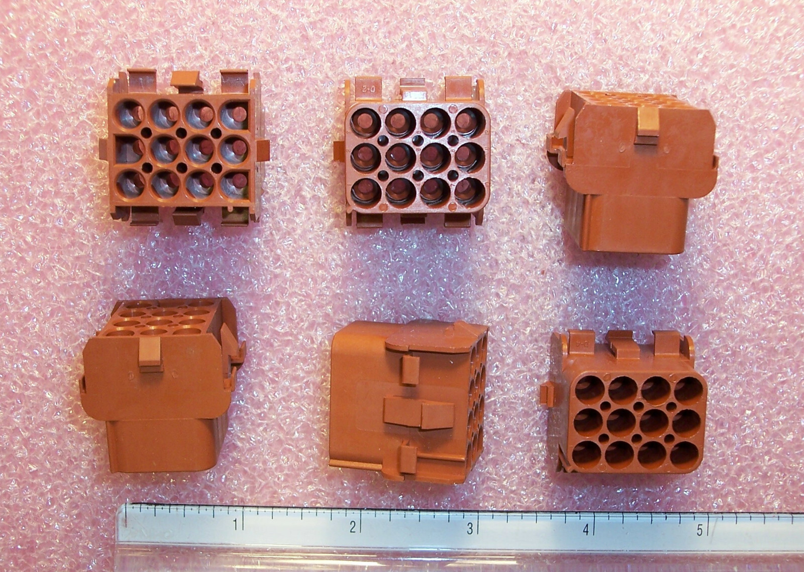 QTY (5) 12 POSITION 6.35mm PANEL MOUNT CAP HOUSING RECEPTACLES 350783-1 ...