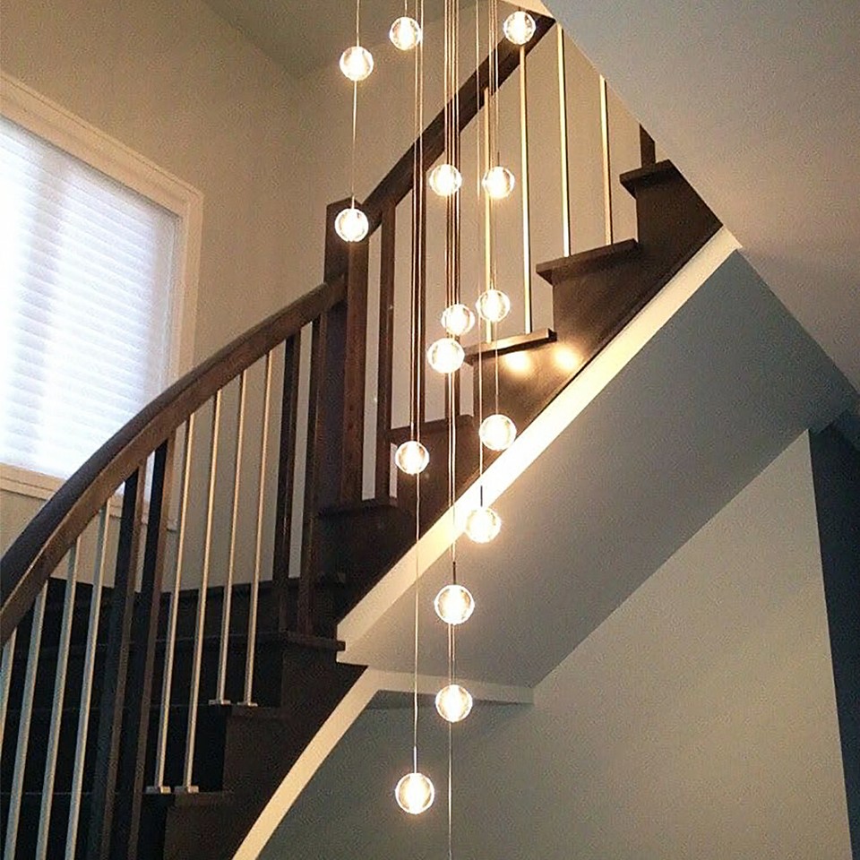 Modern G4 LED Bubble Crystal Round ball Ceiling Light Room Stair ...