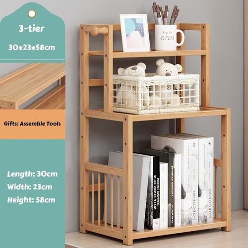3-tier Wooden Bookshelf Office Stationery Organizer Magazine Storage ...