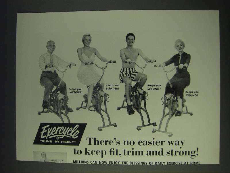 1958 Exercycle Exercise Bike Ad - There's no easier way to keep fit ...