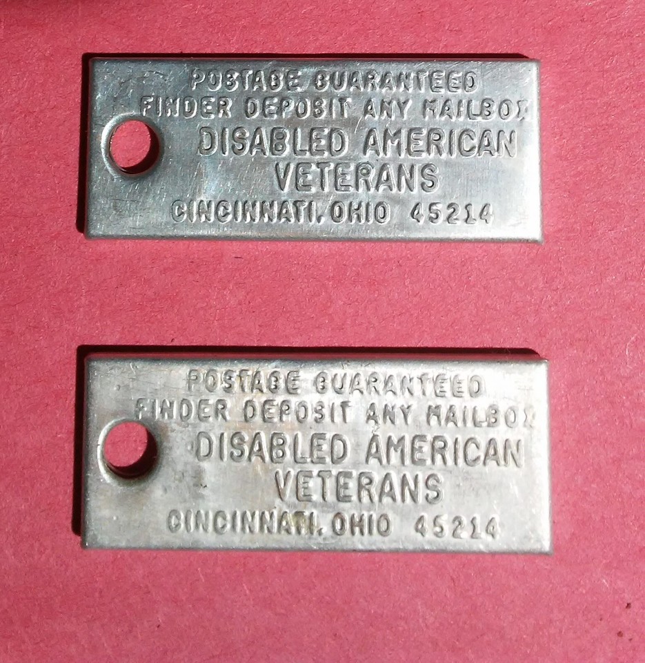 1972 Vintage DAV Mini License Plate Key Tag FOB Illinois IL Matched Set ...