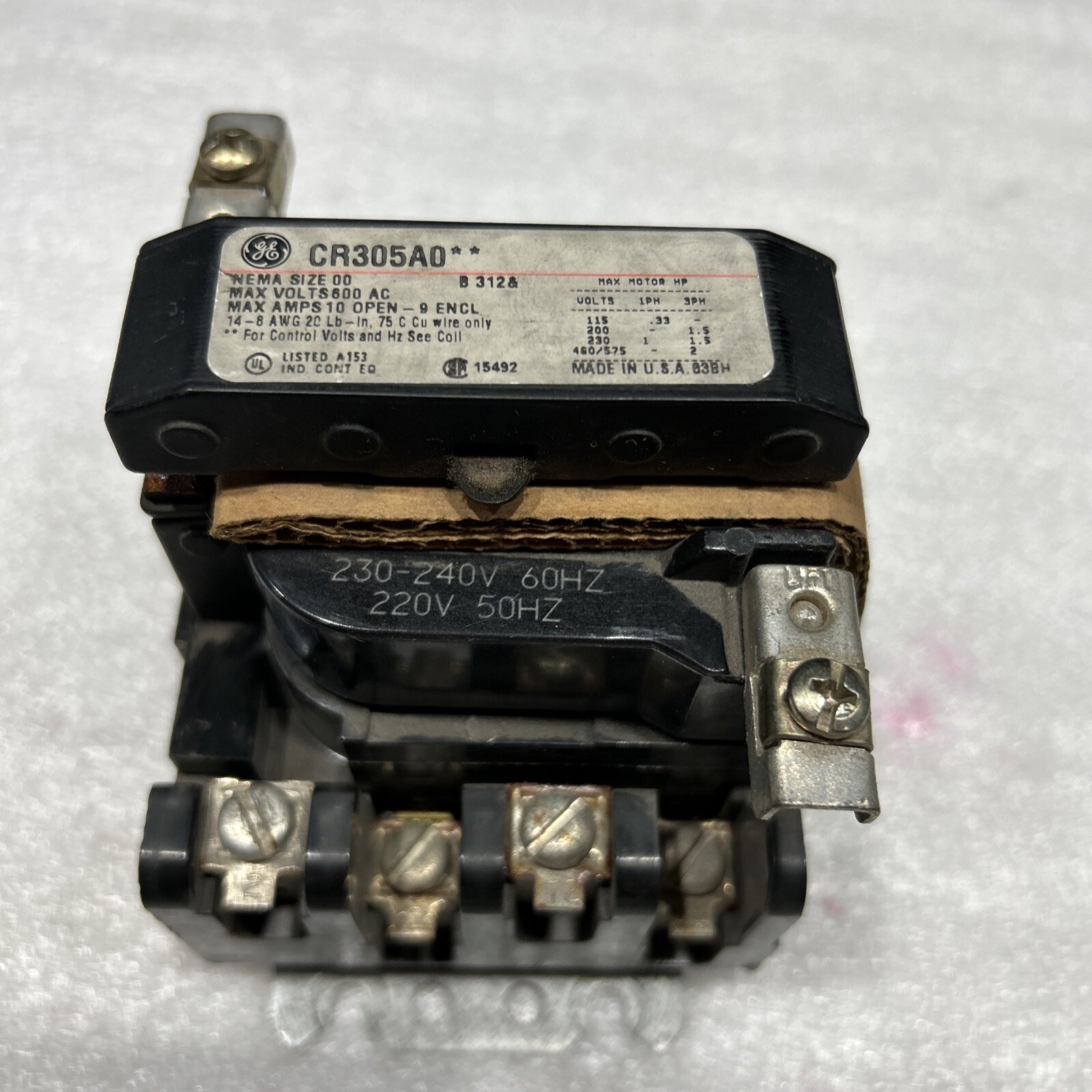 CR305A0 GENERAL ELECTRIC CONTACTOR NEMA SIZE 00 MAX VOLTS 600AC NEW | eBay