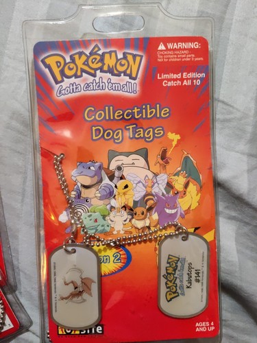 POKEMON COLLECTIBLE DOG TAGS BY NINTENDO 1999 Kabutops #141 NEW Edition ...