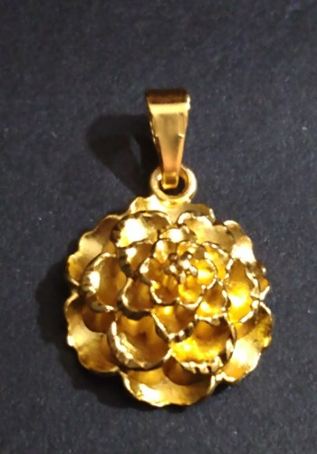 .999 Gold Thai Bhat Floral Pendant for Special Occasion Gift Nature ...