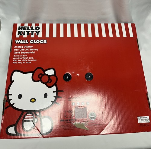 Hello Kitty Face Red 19x14" Analog Wall Clock Battery Operated NEW 2024 ...