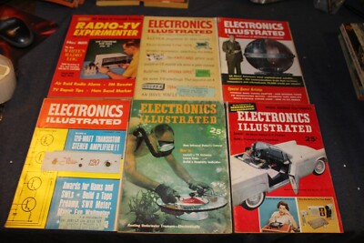 6 Electronics Illustrated Magazines 1950's & 60's vintage antique audio ...