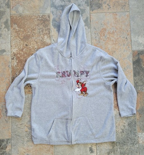 Disney Grumpy Fleece Full Zip Gray Hoodie Jacket Women's Size 2X (18-20 ...
