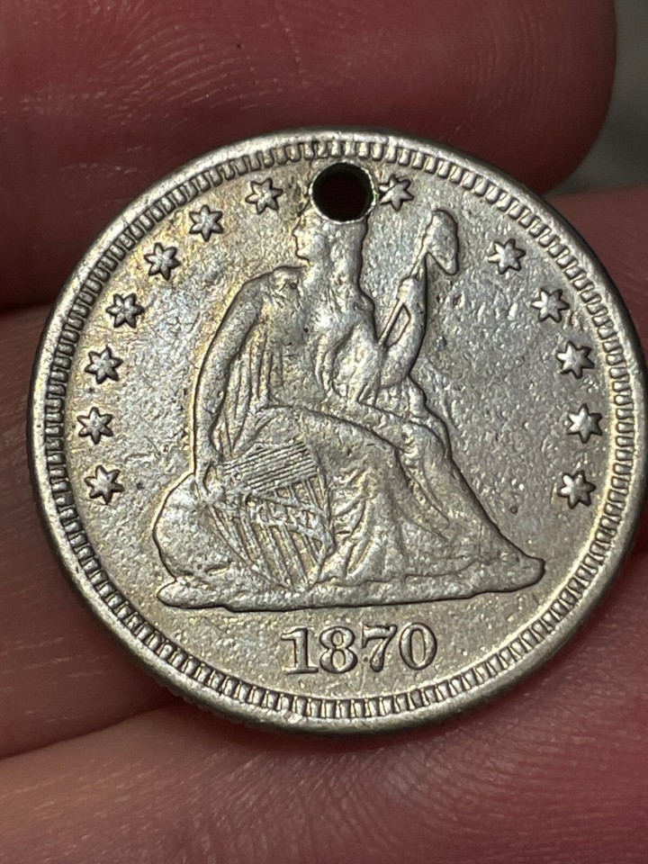 1870 P Silver Seated Liberty Quarter- Philadelphia, Fine/VF Details | eBay